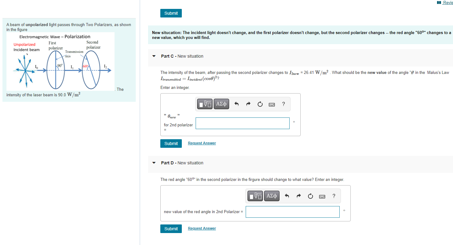 Solved A beam of unpolarized light passes through Two | Chegg.com