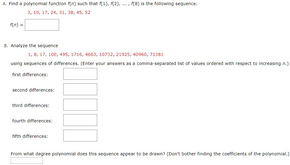 Solved A. Find a polynomial function f(n) such that f(1), | Chegg.com