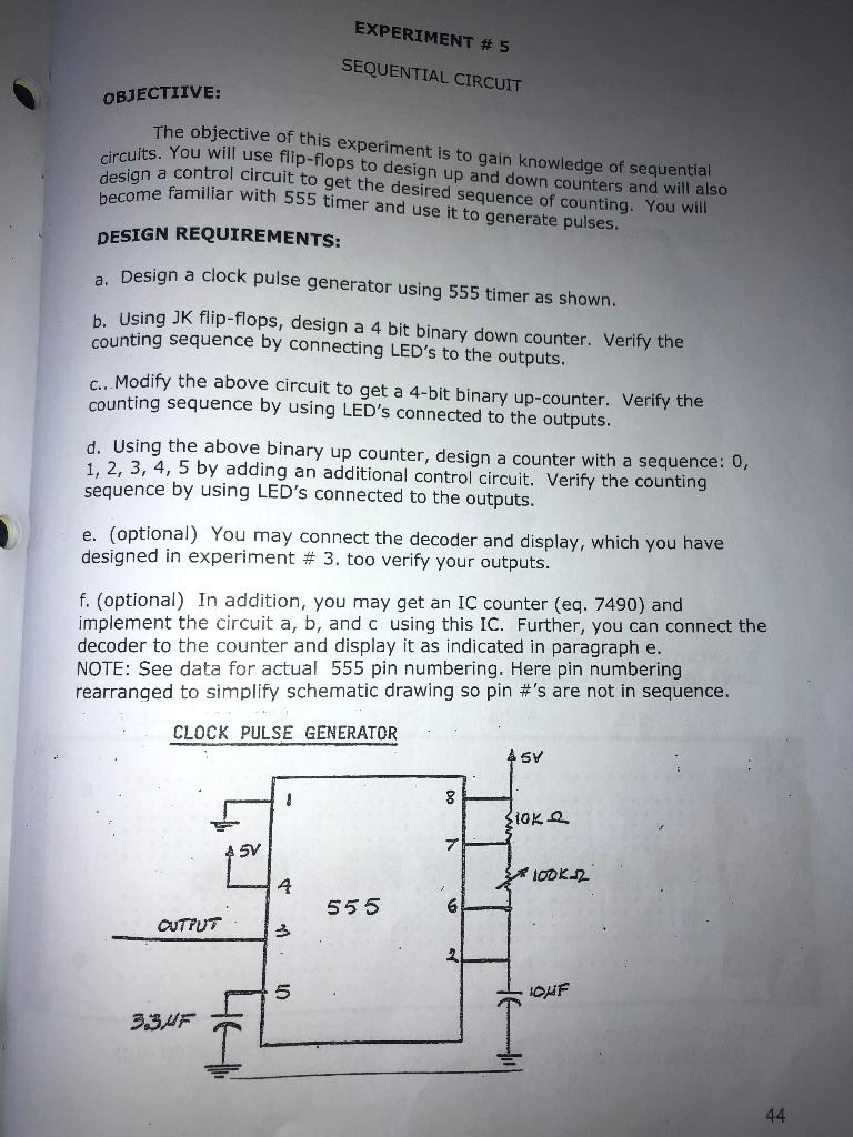 Solved EXPERIMENT # 5 SEQUENTIAL CIRCUIT The objective of | Chegg.com