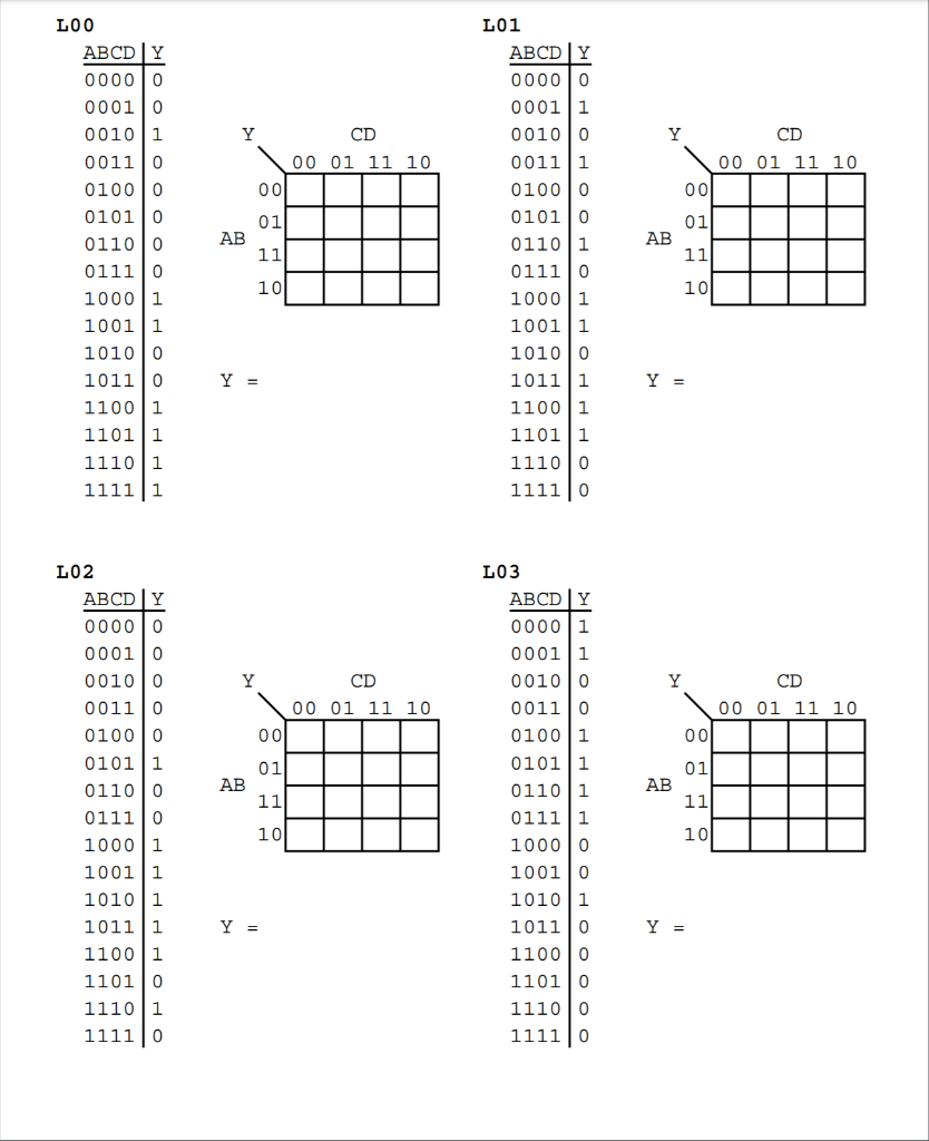 Solved LOO ABCD Y 00000 00010 00101 0011 o 0100 0 01010 Y CD | Chegg.com