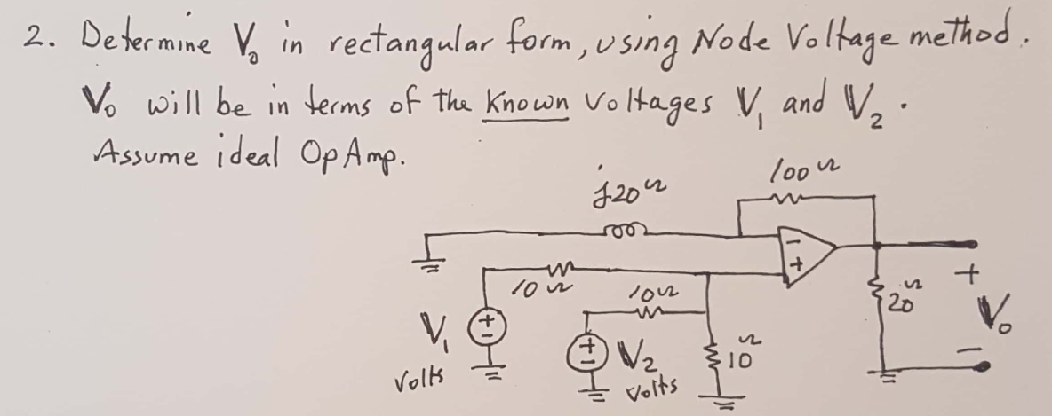 Solved Determine Vo in rectangular form, using Node | Chegg.com
