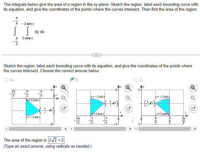 Solved The integrals below give the area of a region in the | Chegg.com