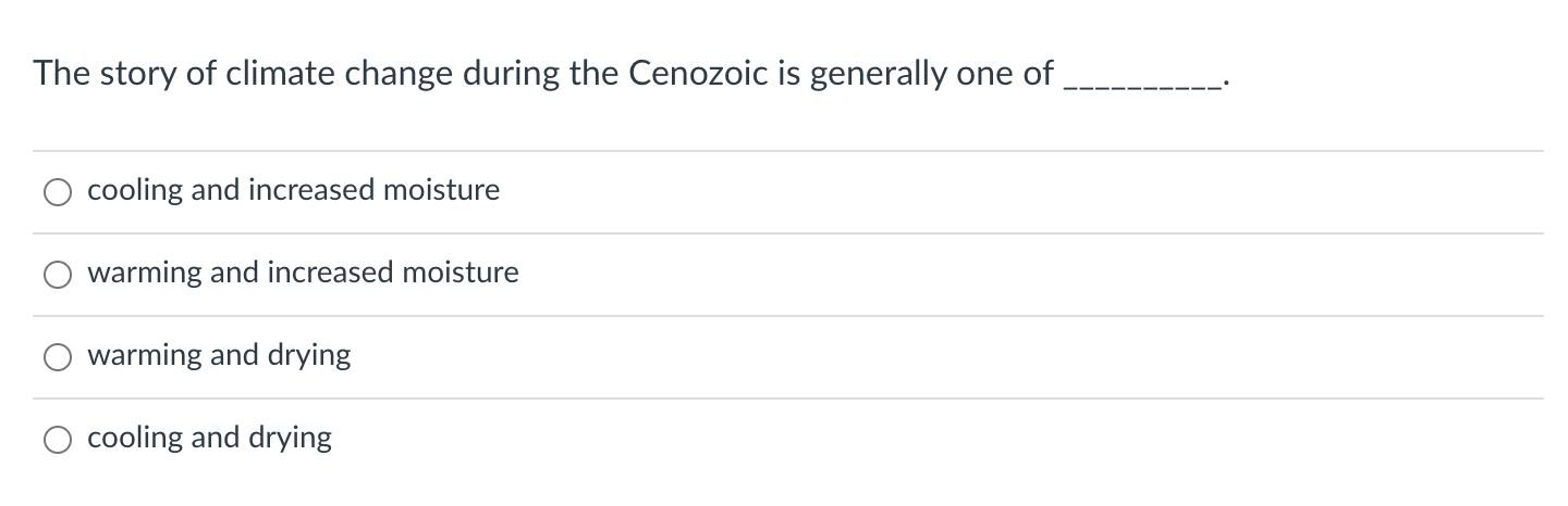 Solved The story of climate change during the Cenozoic is | Chegg.com