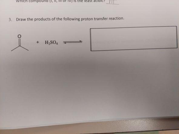 Solved 3. Draw the products of the following proton transfer | Chegg.com