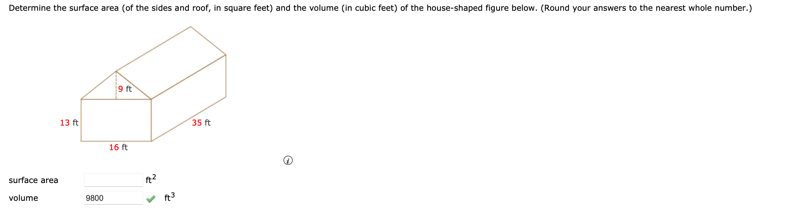Solved surface area ft2 volume ft3 | Chegg.com