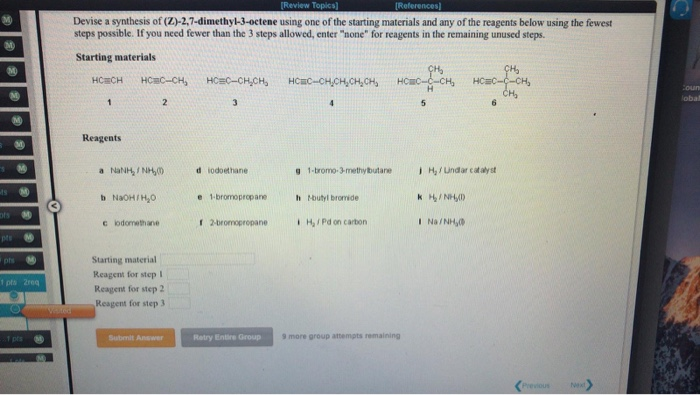 Solved Devise a synthesis of (Z)-2-hexene using one of the | Chegg.com