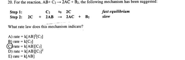 Solved 20. For the reaction. AB+ C2-2AC+ B2, the following | Chegg.com