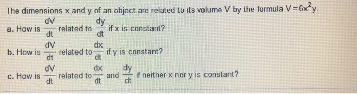 Solved The dimensions x and y of an object are related to | Chegg.com