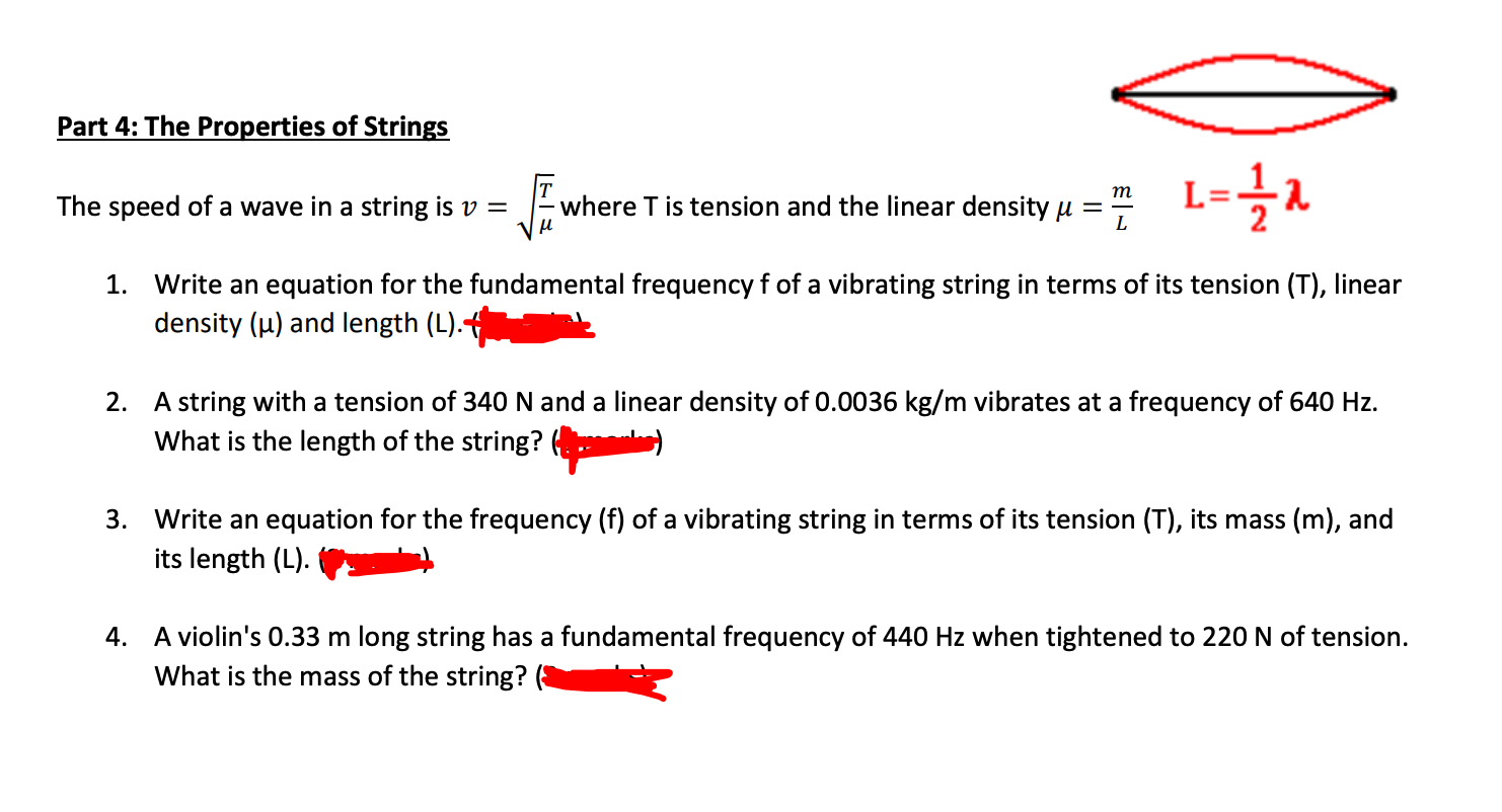 Solved Part 4: The Properties of Strings m The speed of a | Chegg.com