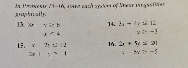 Solved In Problems 13-16, solve each system of linear | Chegg.com