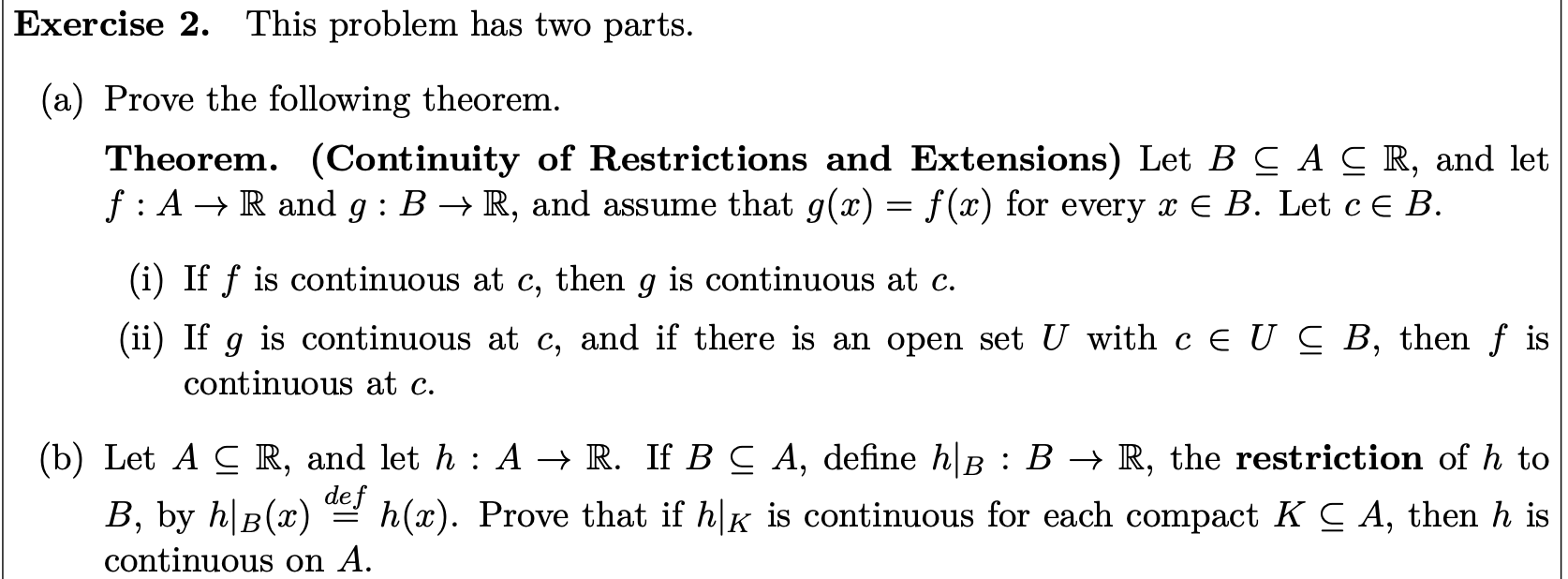 Solved Exercise 2. This problem has two parts. (a) Prove the | Chegg.com