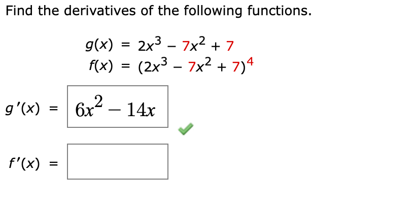 Solved Find the derivatives of the following functions. | Chegg.com