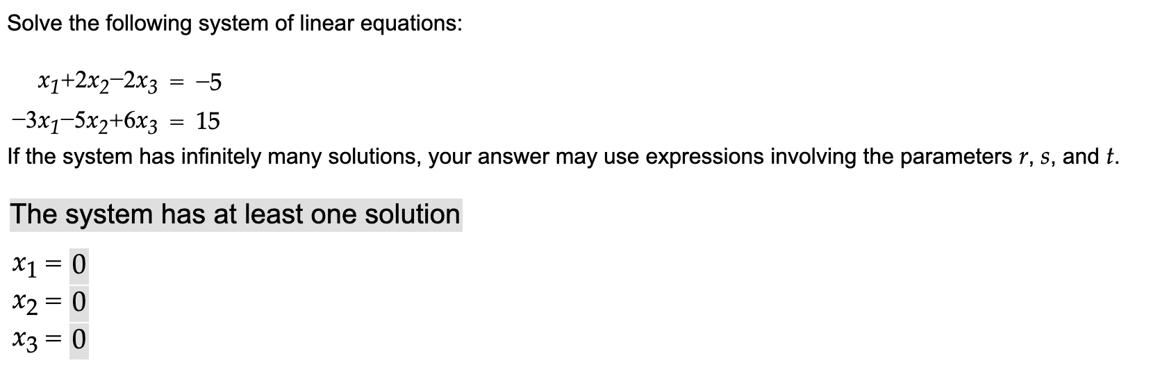Solved Solve the following system of linear equations: | Chegg.com