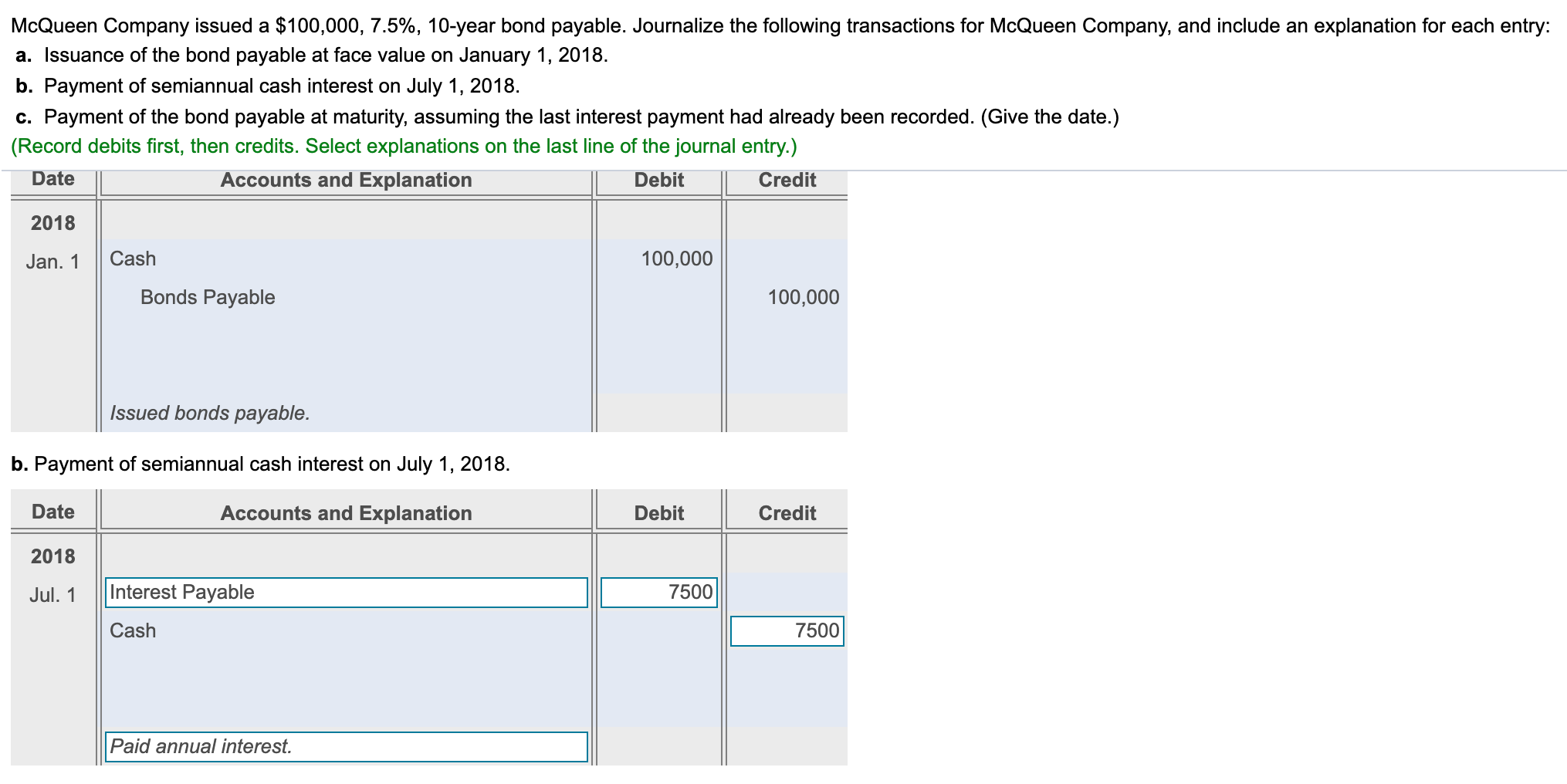 Solved McQueen Company issued a $100,000, 7.5%, 10-year bond | Chegg.com Solved McQueen Company issued a $100,000, 7.5%, 10-year bond | Chegg.com