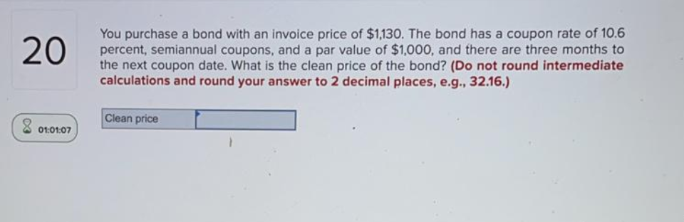 Solved 20 You purchase a bond with an invoice price of | Chegg.com