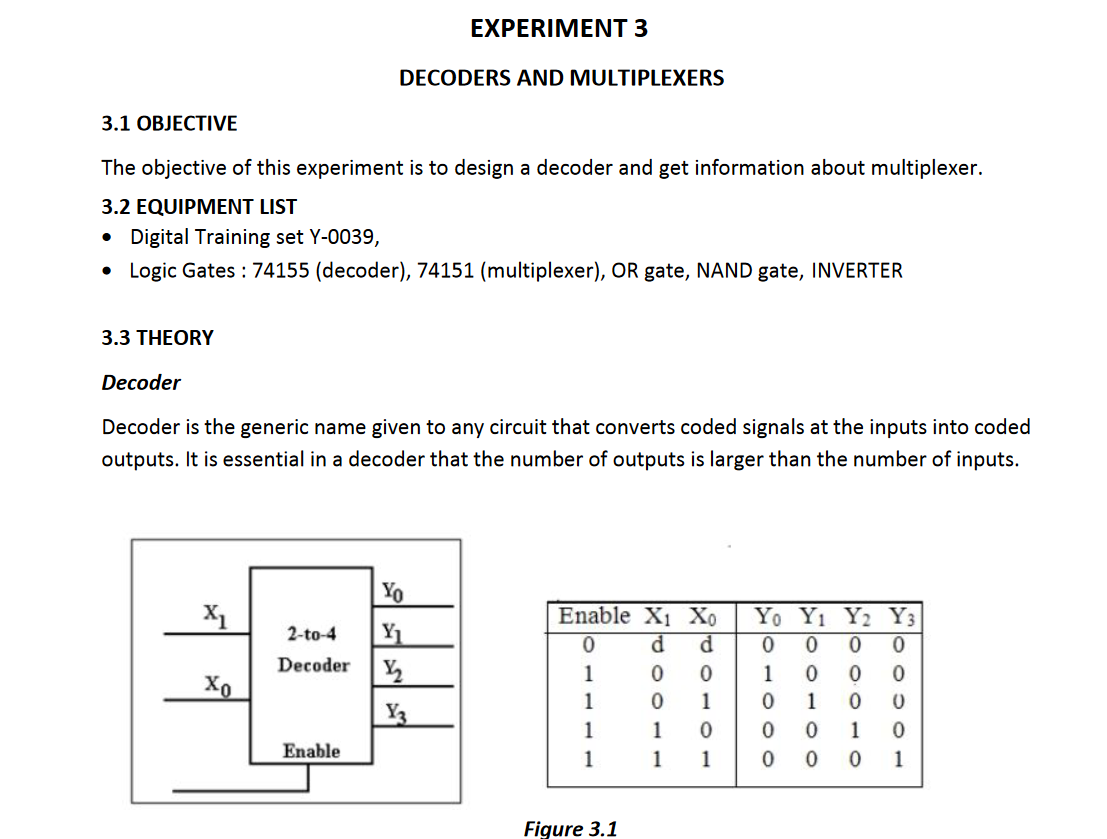 Solved 3.1 OBJECTIVE The objective of this experiment is to | Chegg.com