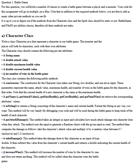 Solved Question 1: Battle Game For this question, you will | Chegg.com