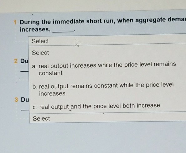 Solved key terms 1 During the immediate short run, when | Chegg.com