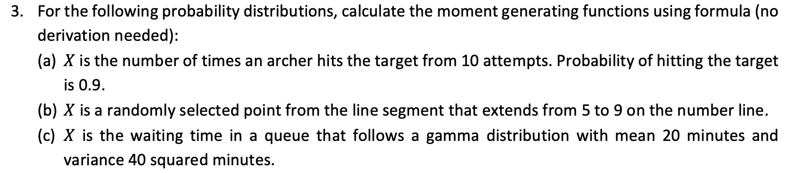 Solved 3. For the following probability distributions, | Chegg.com