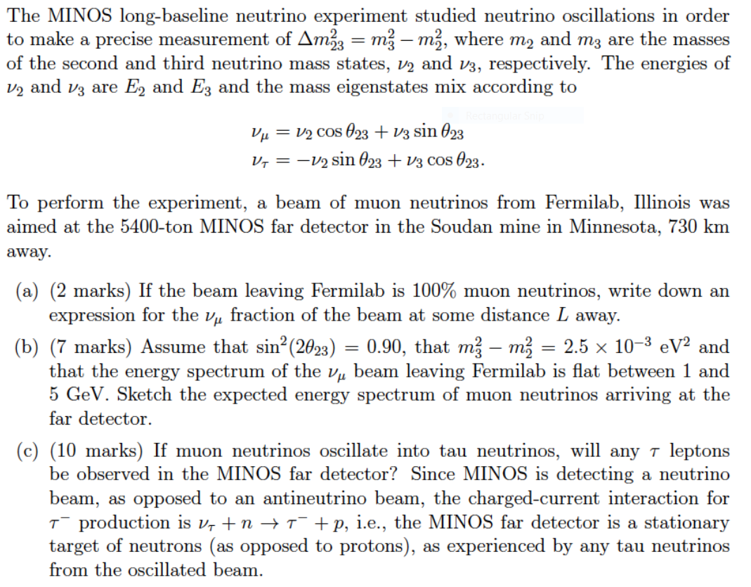 The MINOS long-baseline neutrino experiment studied | Chegg.com