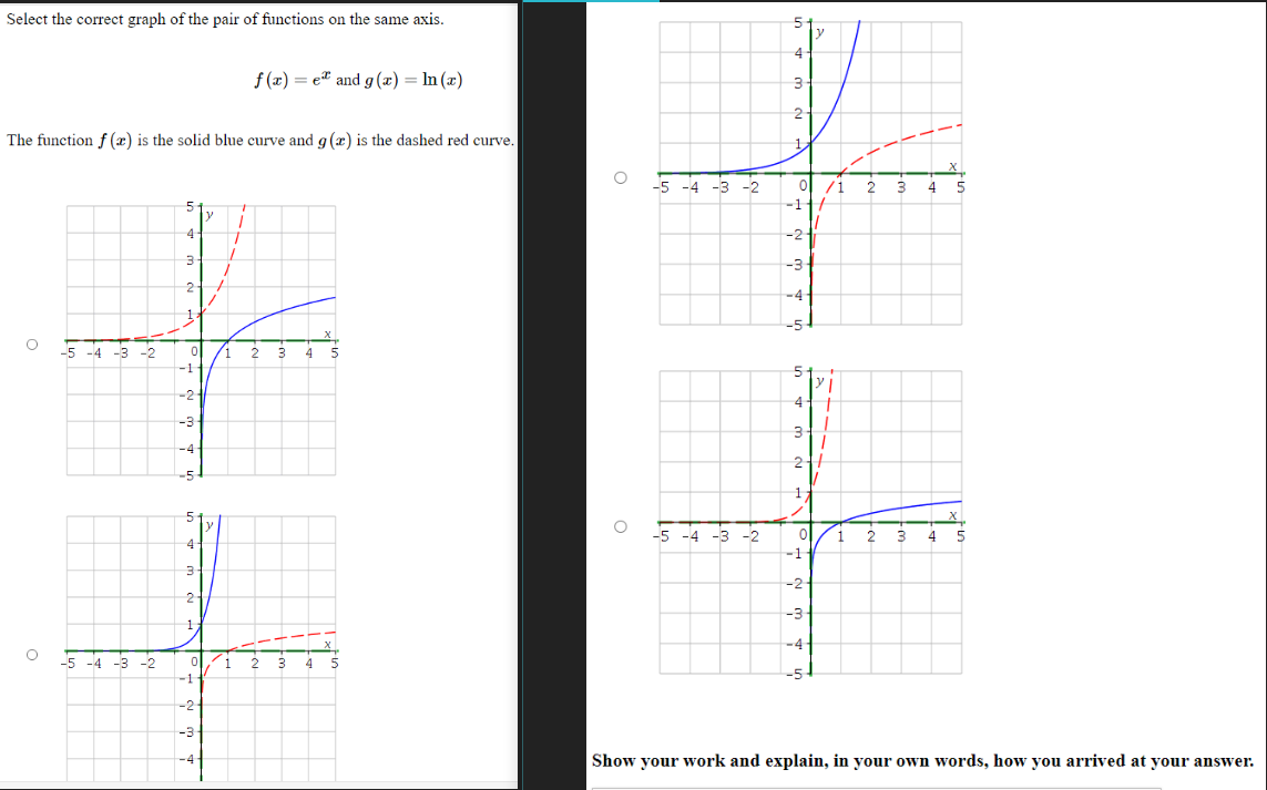 Solved Select the correct graph of the pair of functions on | Chegg.com