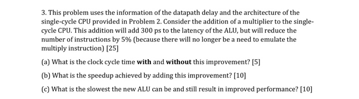 Solved 3. This problem uses the information of the datapath | Chegg.com