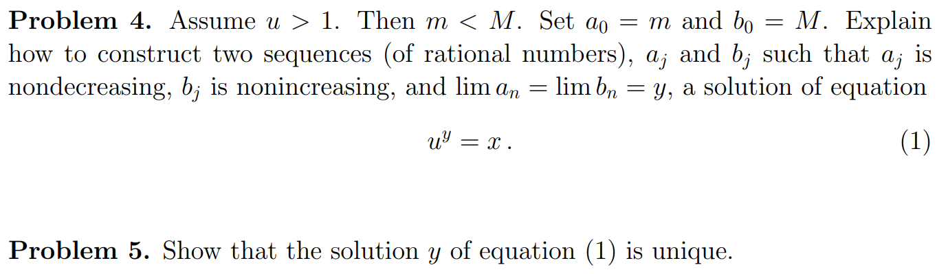 Solved = Problem 4. Assume u > 1. Then m