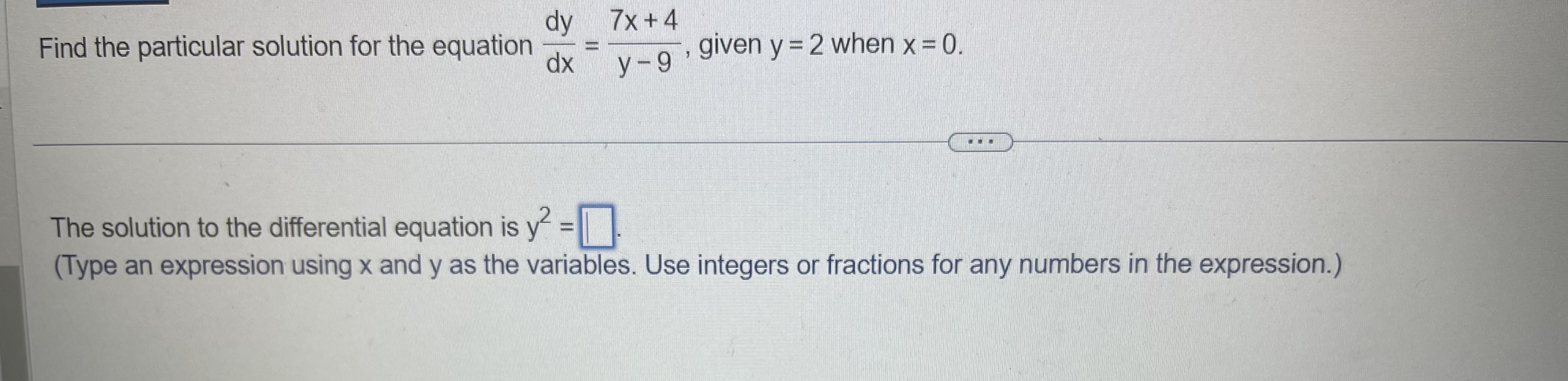 Solved Find the particular solution for the equation | Chegg.com