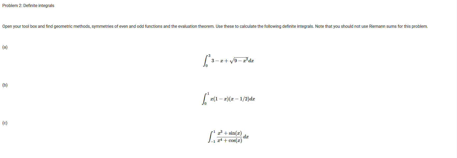 Solved Problem 2: Definite integrals Open your tool box and | Chegg.com