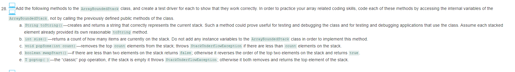 28 Add The Following Methods To The Arrayboundedstack 