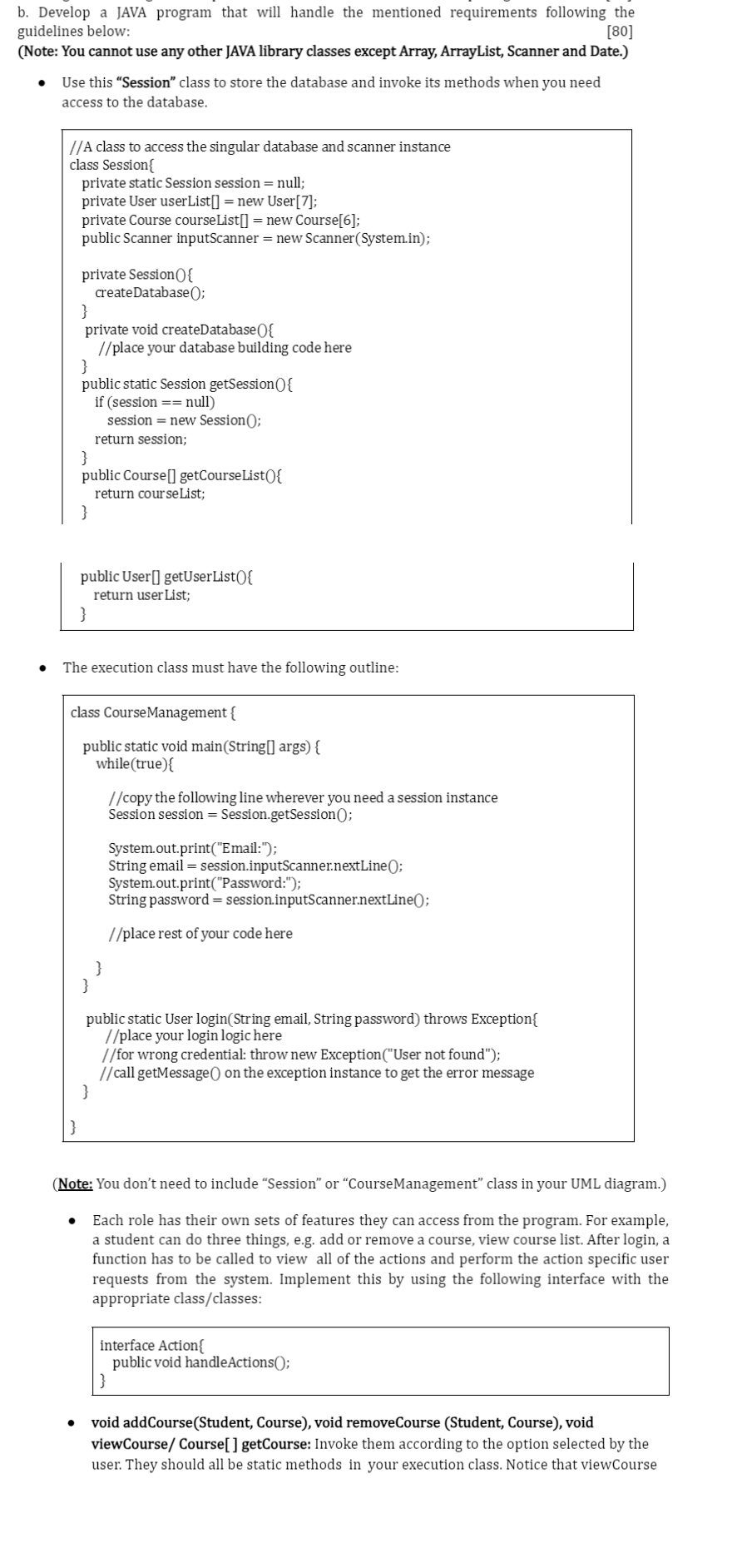 Solved b. Develop a JAVA program that will handle the | Chegg.com
