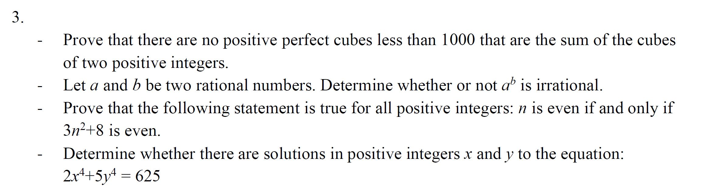 Solved 3. - Prove that there are no positive perfect cubes | Chegg.com