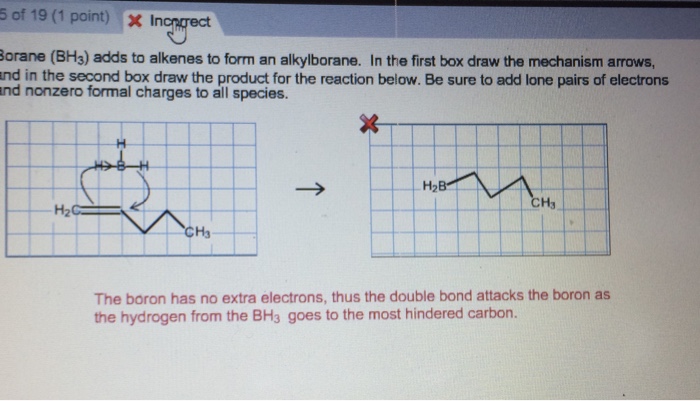 Solved 5 of 19 (1 point) x In Borane (BH3) adds to alkenes | Chegg.com