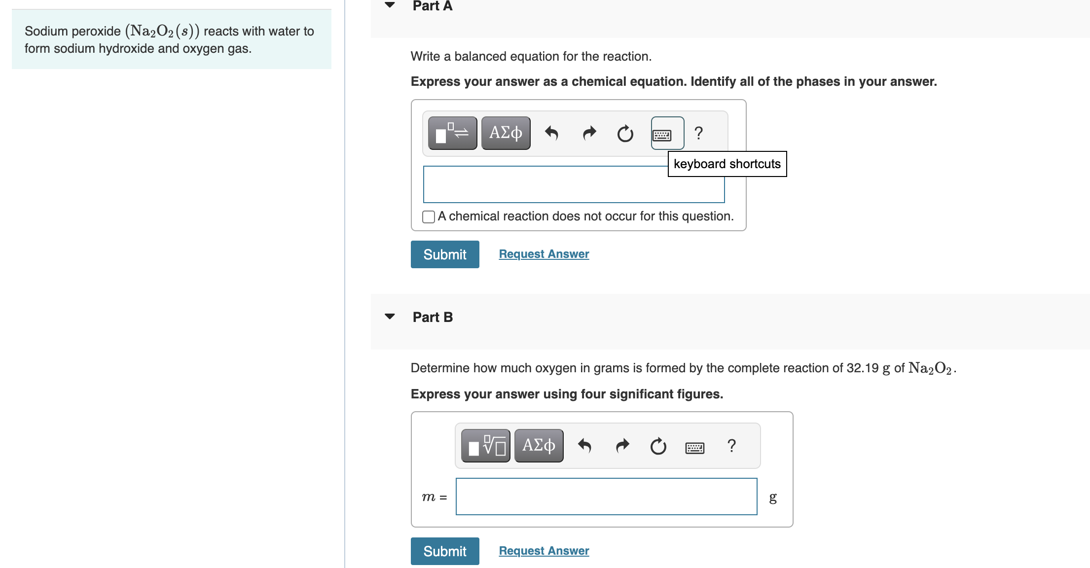 Solved Sodium peroxide (Na2O2(s)) reacts with water to form | Chegg.com