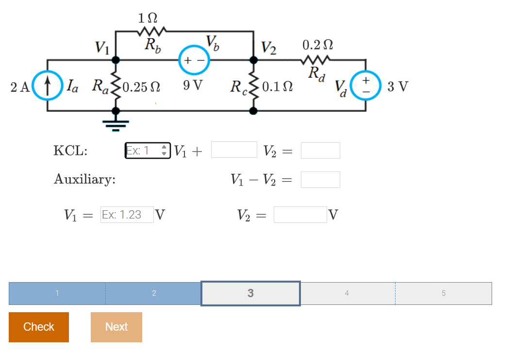 Solved \table[[KCL:,V1+,V2=,,],[Auxiliary:,,V1-V2=,,],[V1=,V | Chegg.com