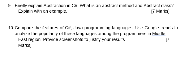 Solved 9. Briefly explain Abstraction in C#. What is an | Chegg.com