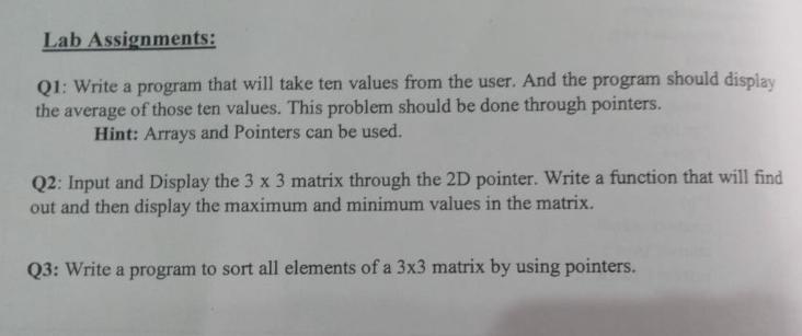 Solved Q1: Write a program that will take ten values from | Chegg.com