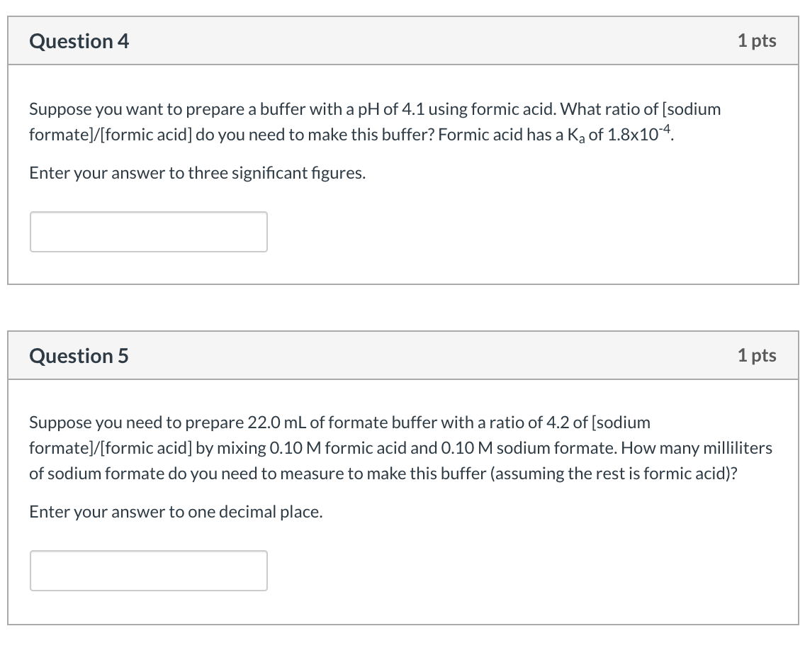 Solved Question 4 1 pts Suppose you want to prepare a buffer | Chegg.com