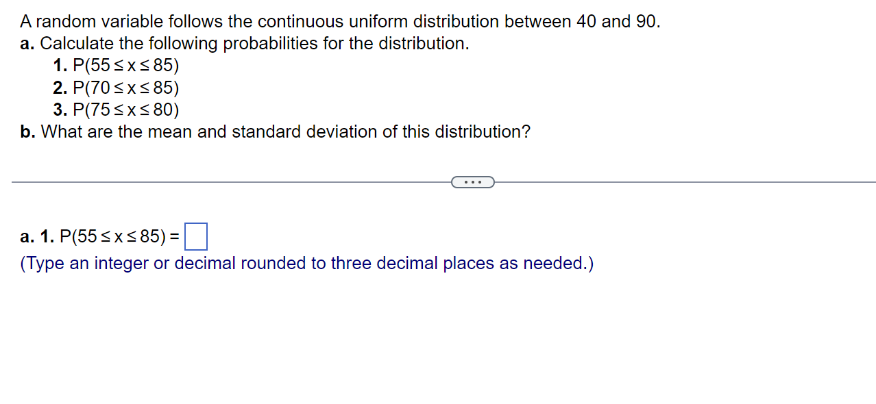 Solved A random variable follows the continuous uniform | Chegg.com