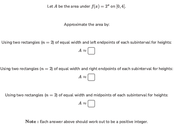 Solved Let A be the area under f(x)=2x on [0,4]. Approximate | Chegg.com