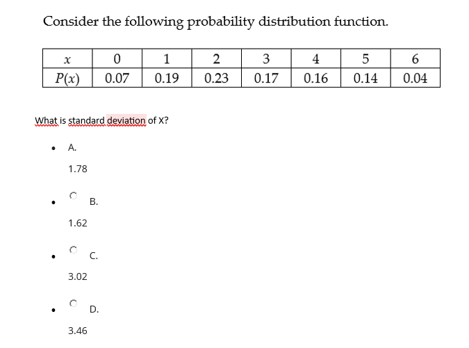Consider the following probability distribution | Chegg.com