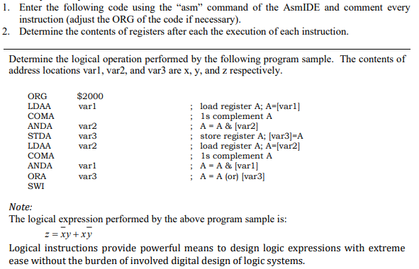Solved 1 Enter The Following Code Using The Asm Command 0158