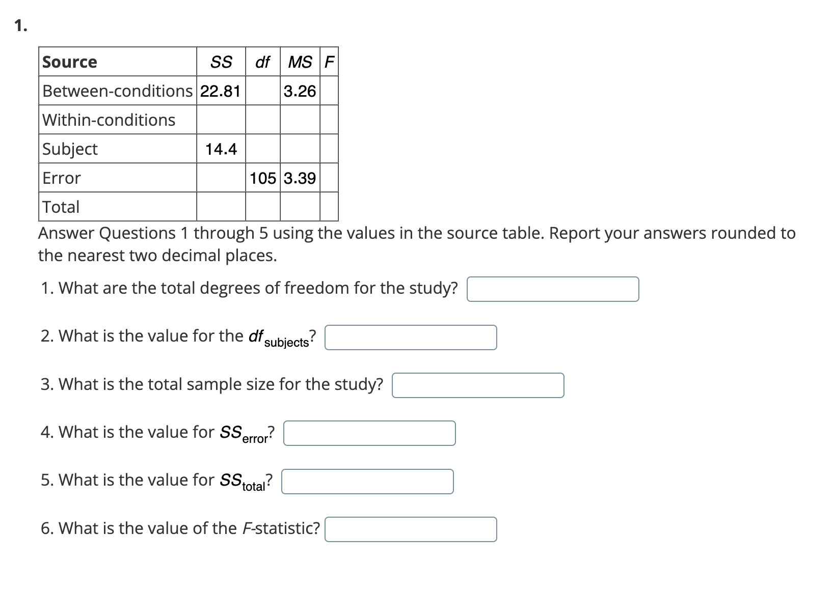 Answer Questions 1 ﻿through 5 ﻿using the values in | Chegg.com