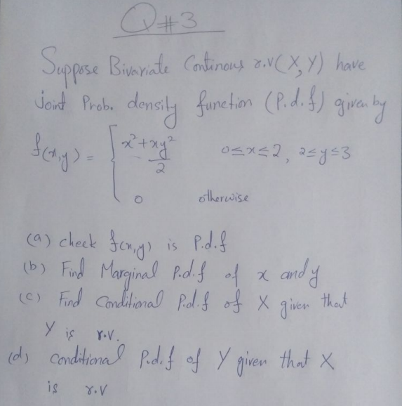 Solved Q #3 Suppose Binnate Continens aN(X,Y) have Jont | Chegg.com