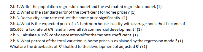 Solved 2.b. A regression model was developed to find the | Chegg.com