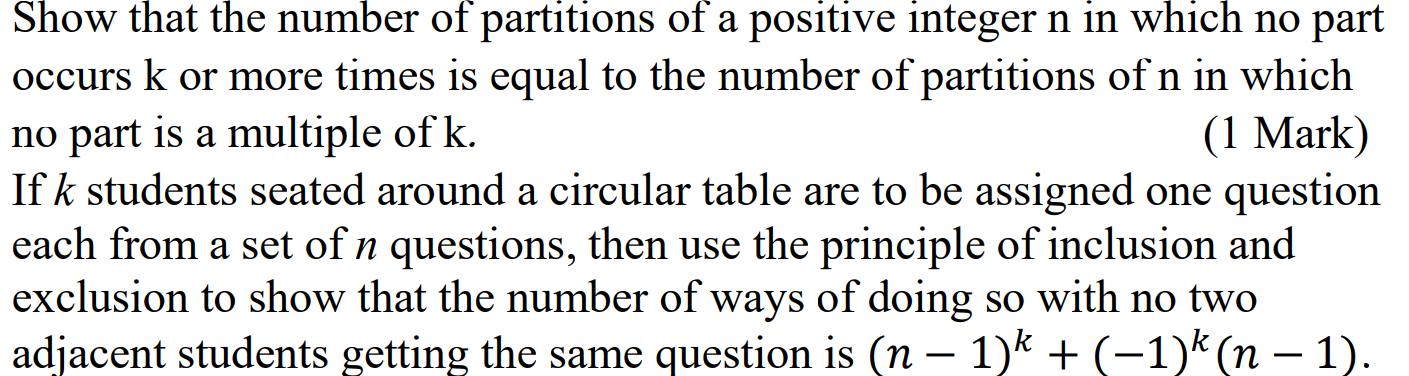 Solved Show that the number of partitions of a positive | Chegg.com