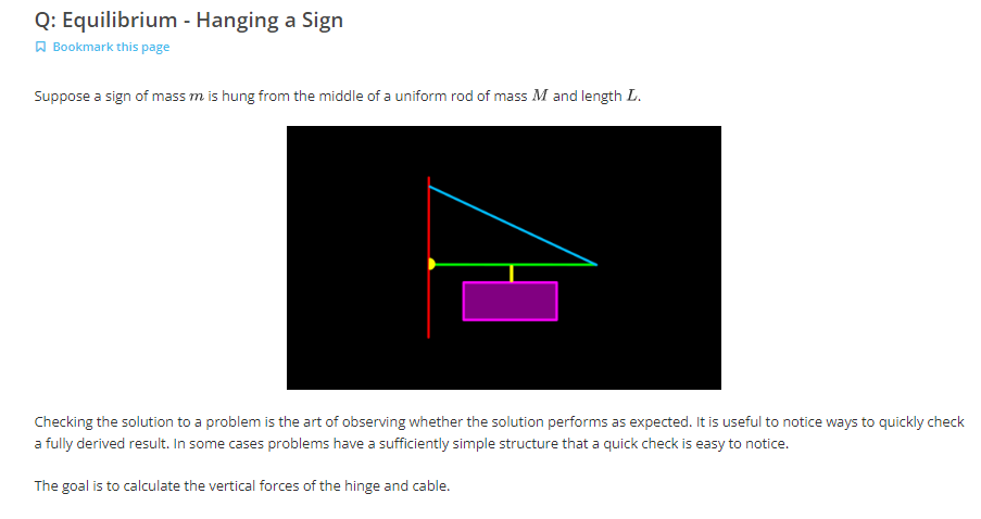 Solved Q: Equilibrium - Hanging a Sign Wookmark this page | Chegg.com