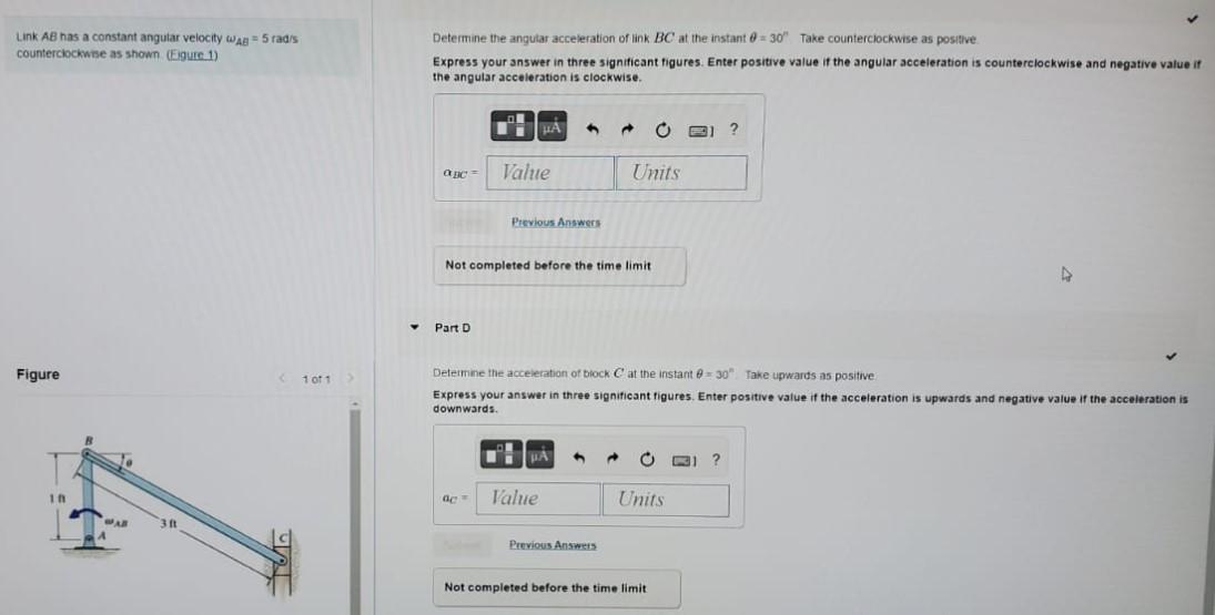 Solved Link Ab Has A Constant Angular Velocity ωab 5 Rad S