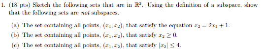 Solved 1. (18 pts) Sketch the following sets that are in R2. | Chegg.com