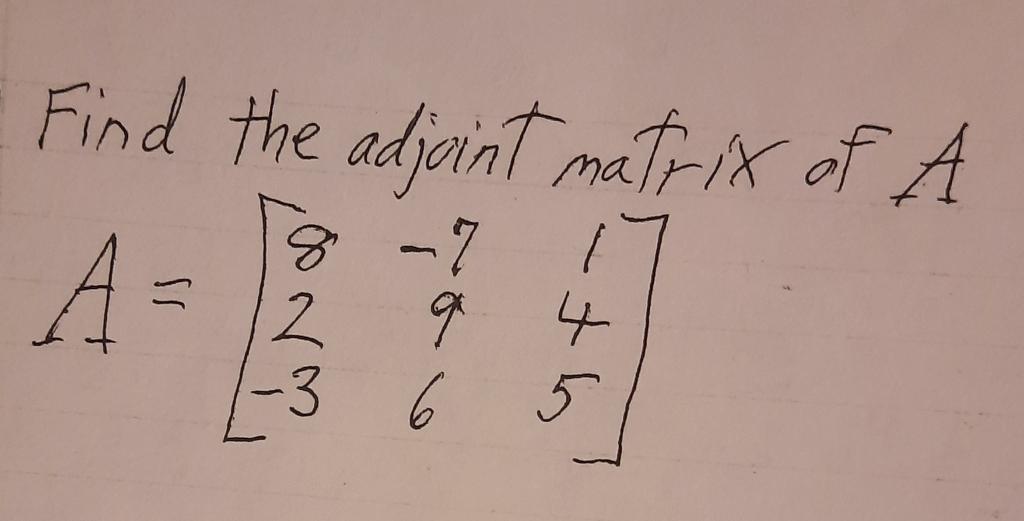 Solved Find the adjoint matrix of A 8 7 A SS كه در دل 9 6 th | Chegg.com